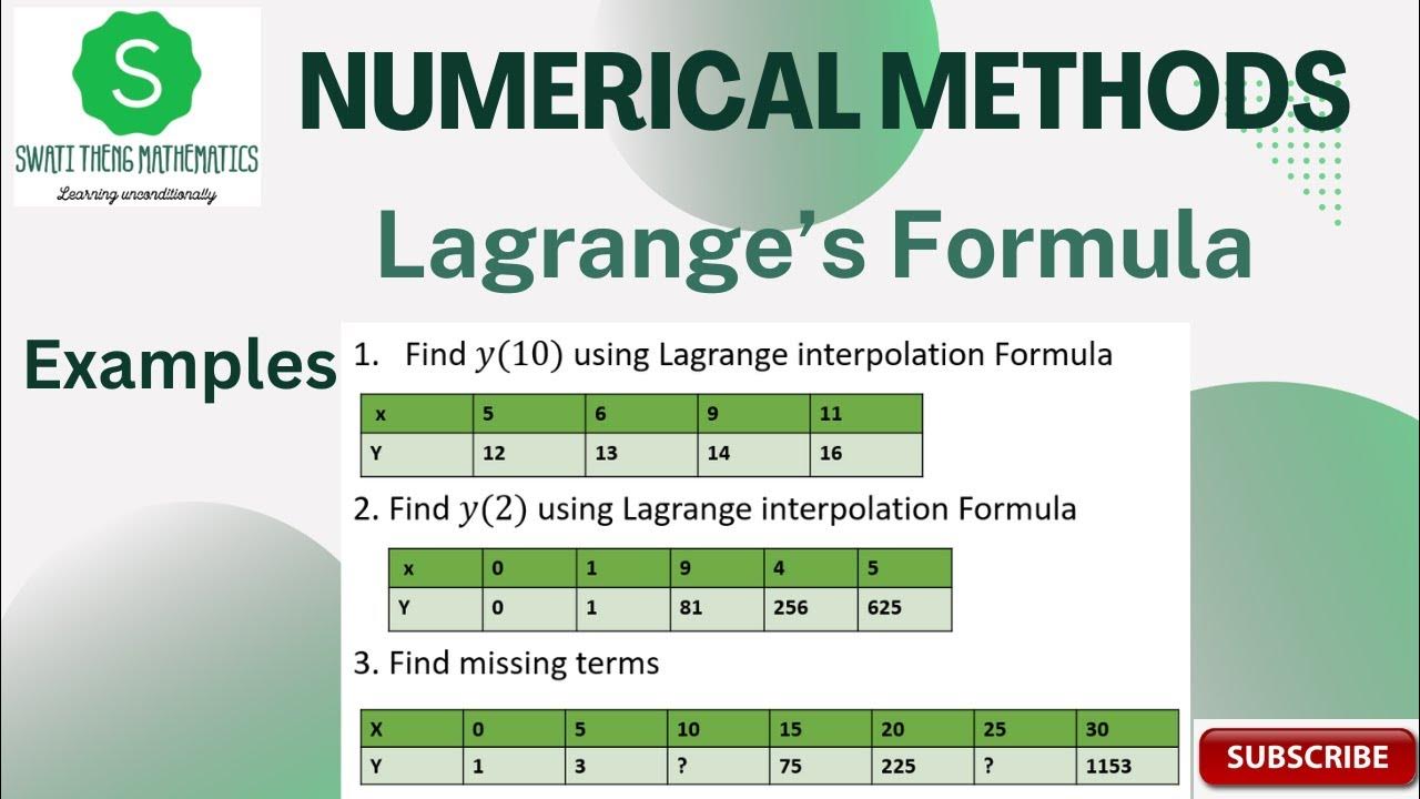 Lagrange interpolation Formula and Examples bsc maths be maths ...