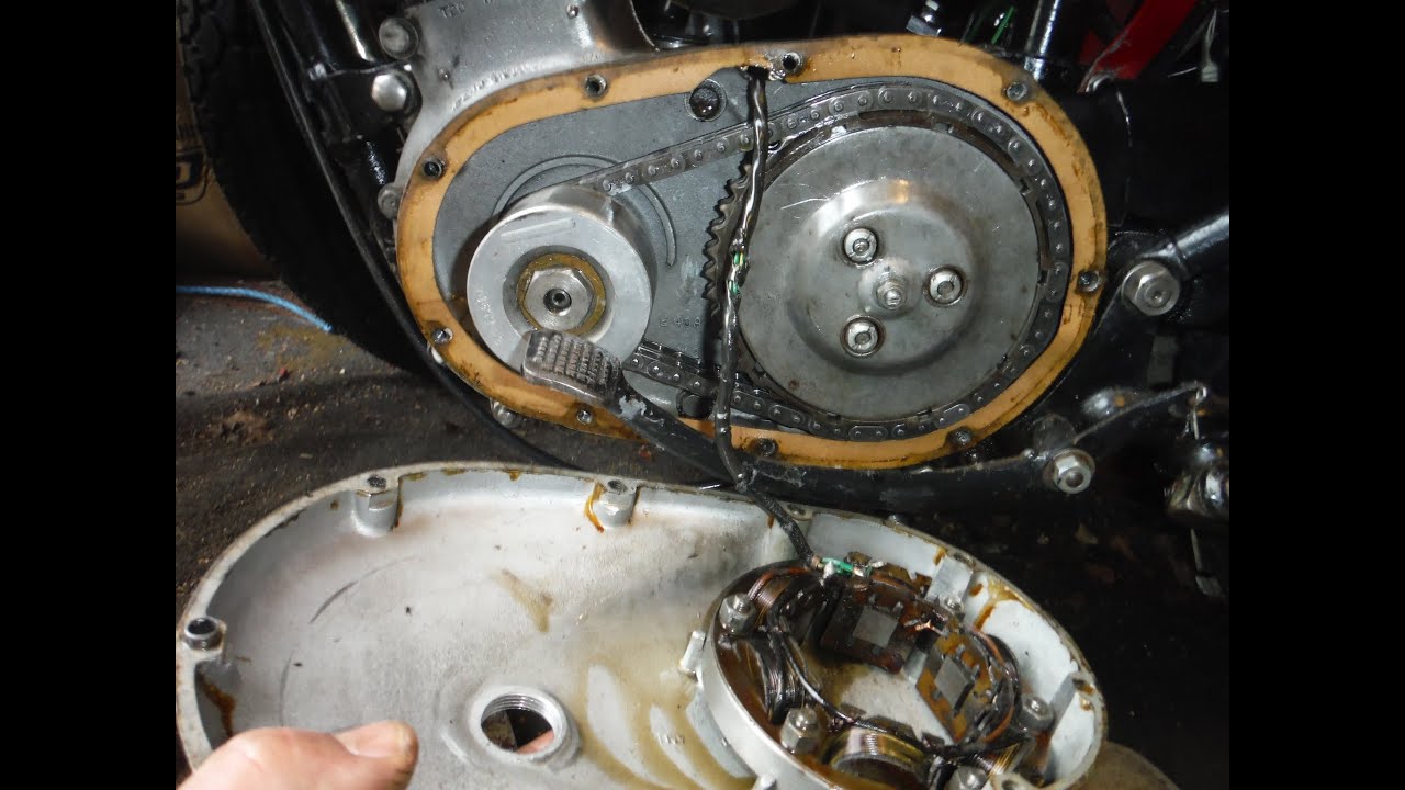Triumph Tiger Cub primary drive side of engine and attention discussed ...