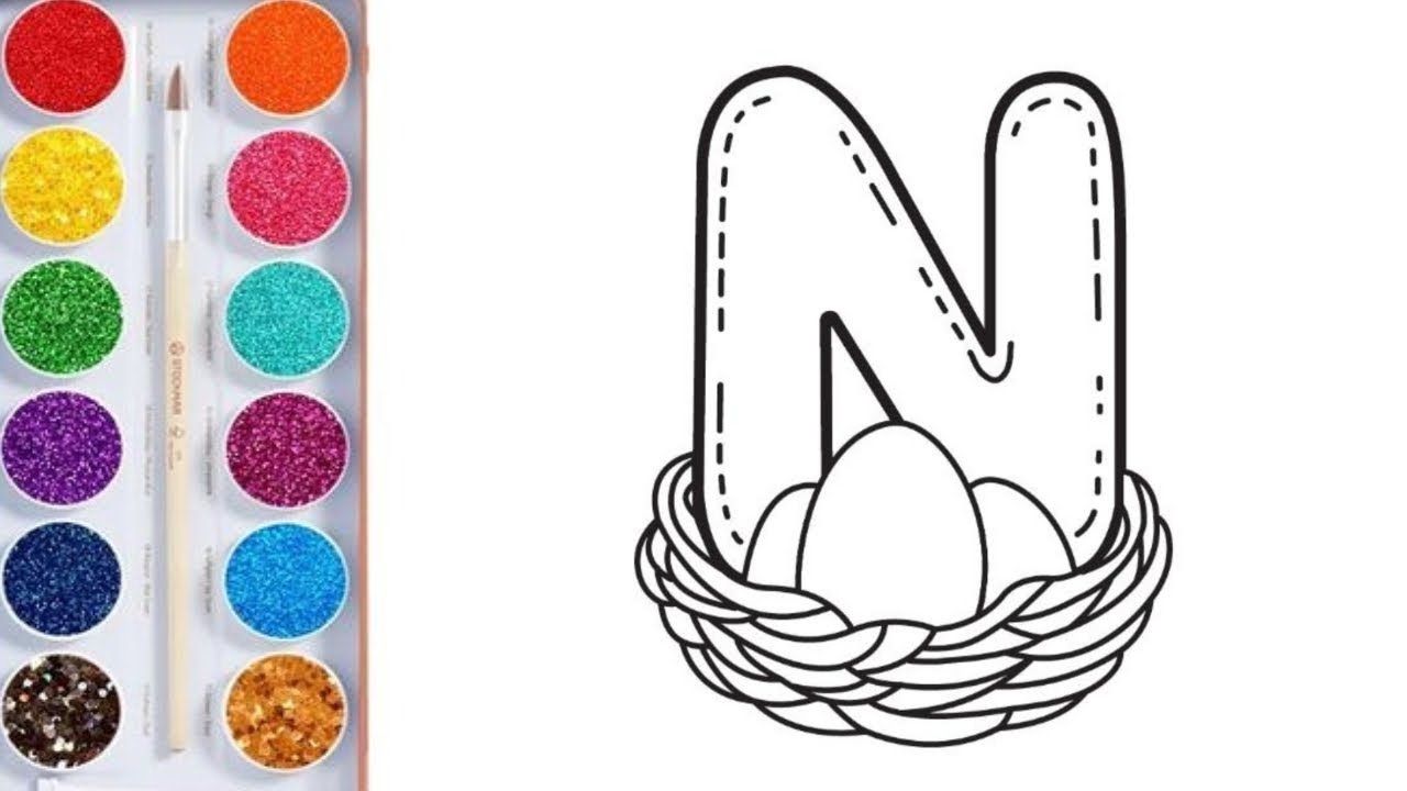Nest Drawing , Painting And Coloring | N Is For Nest | Easy Drawing For ...