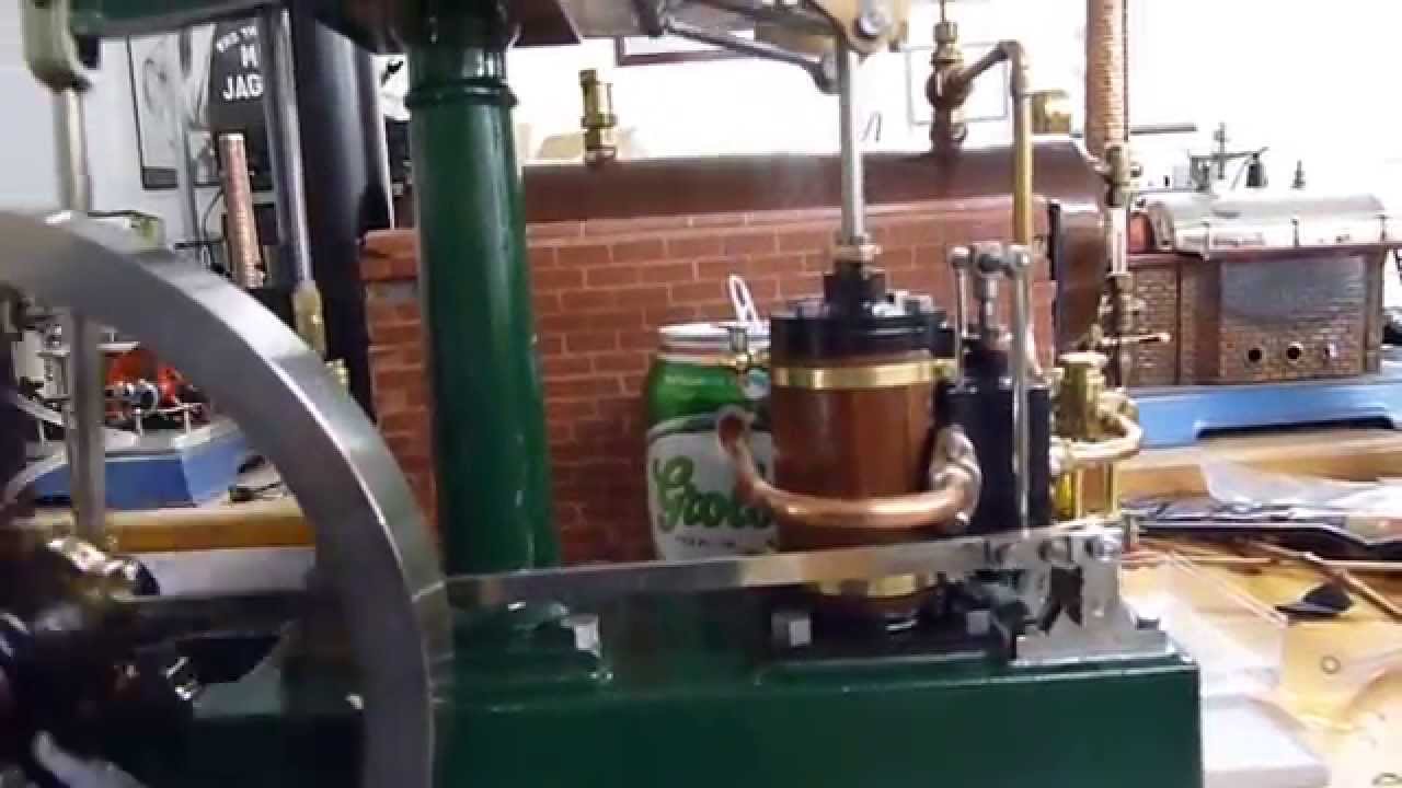 Stuart beam steam engine first run - YouTube