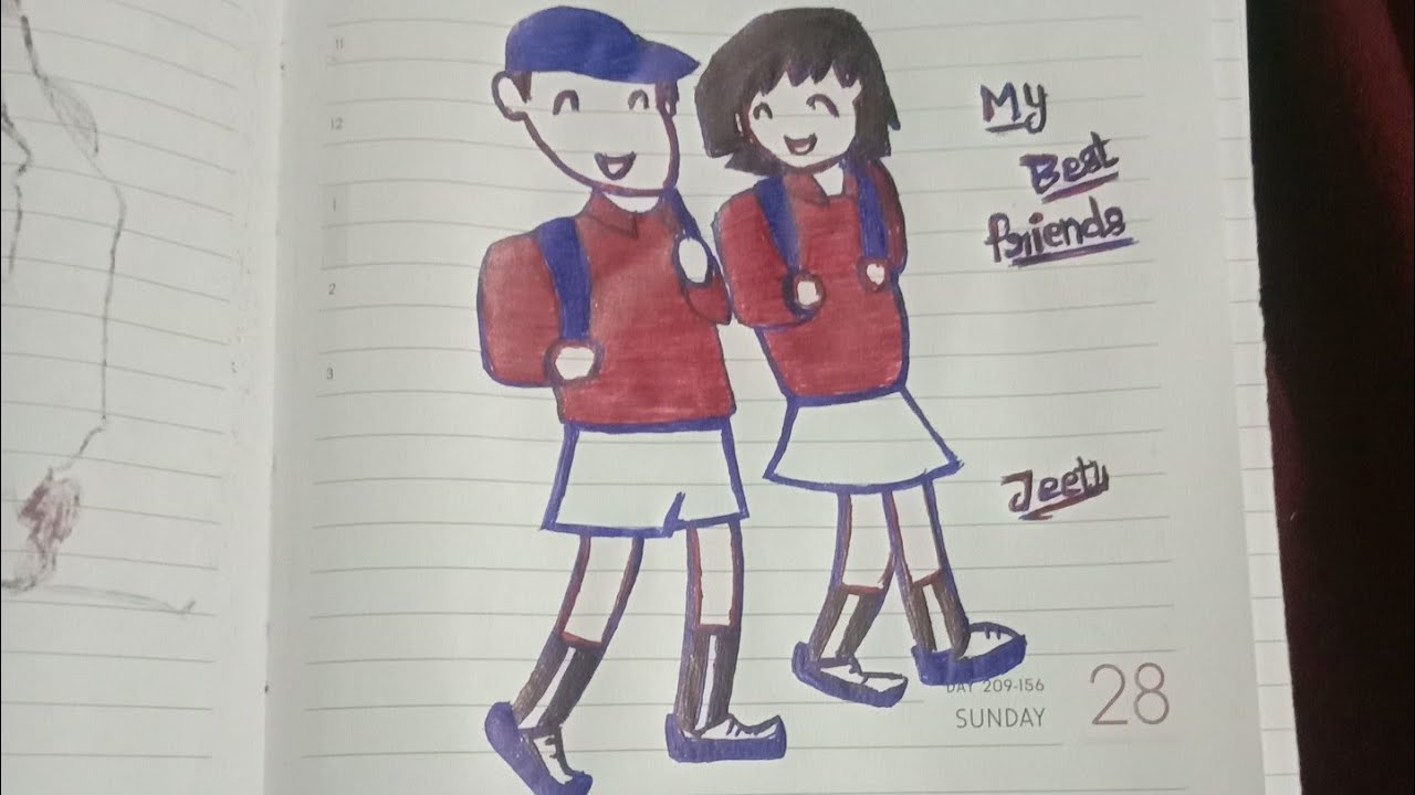 My best friend 😊pen art drow - YouTube