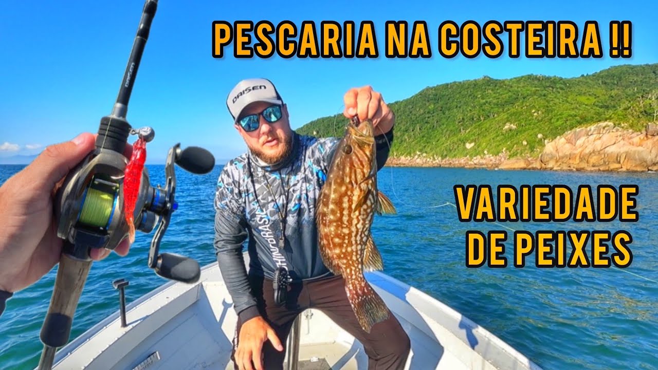 PESCARIA NA COSTEIRA, robalo, badejo e variedade com camarão artificial ...
