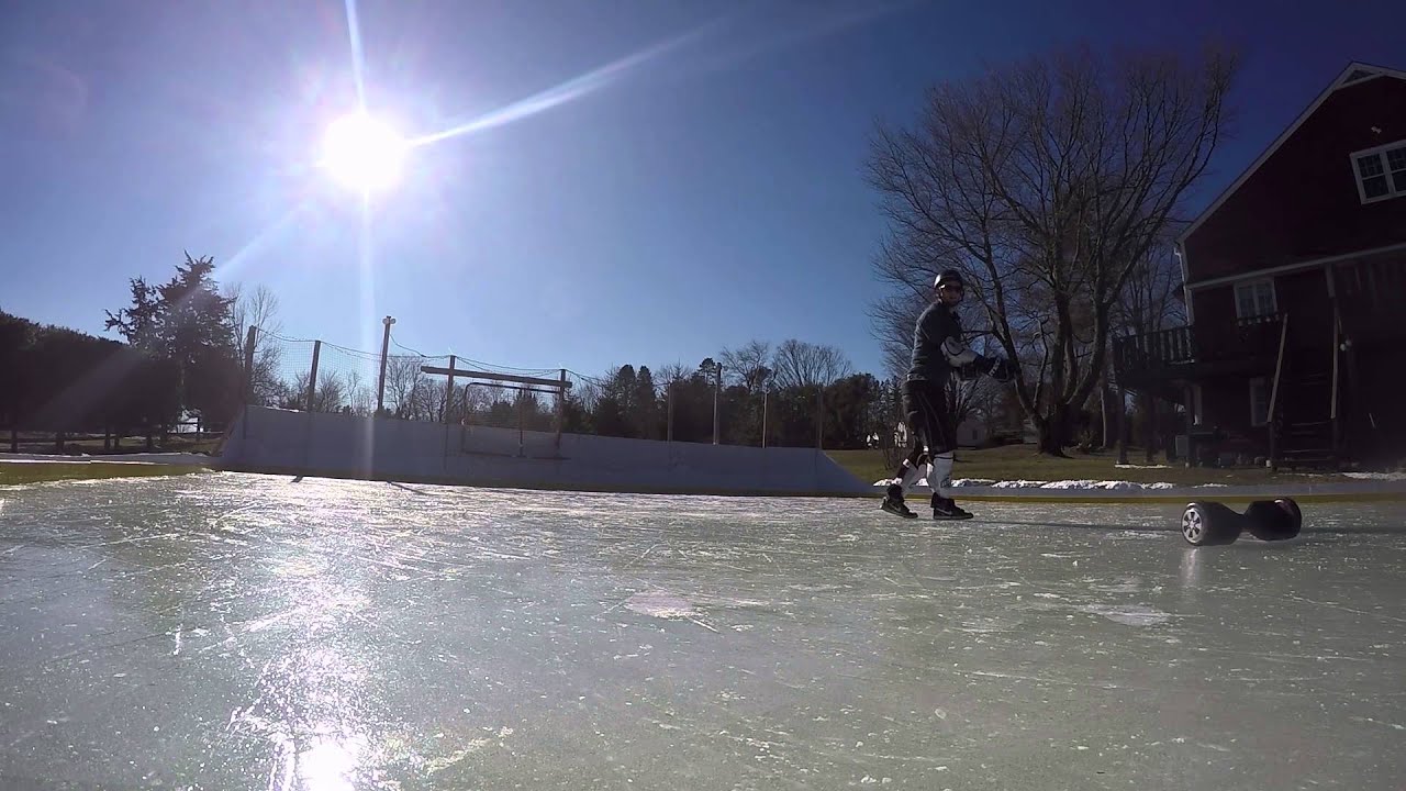 Backyard Rink Footage/ Hoverboard on Ice Rink /Drone - YouTube