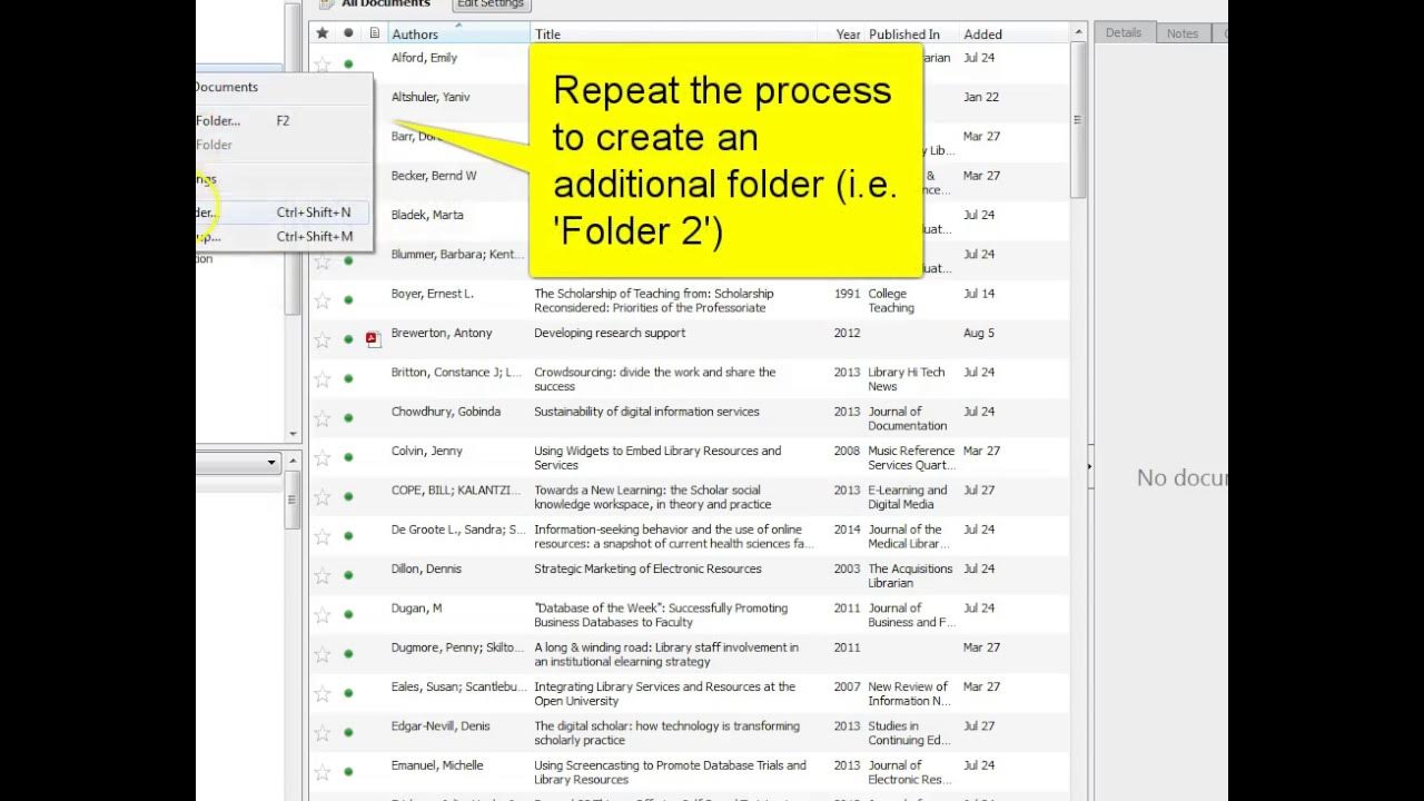 Mendeley Creating Folders & Subfolders - YouTube