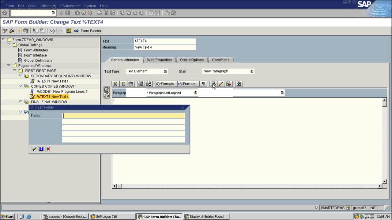 Sap Abap Smartforms Simple Demo On 4 Window Types Youtube