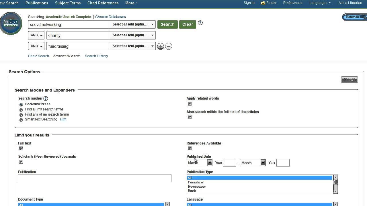 Academic Search Complete Tutorial - YouTube