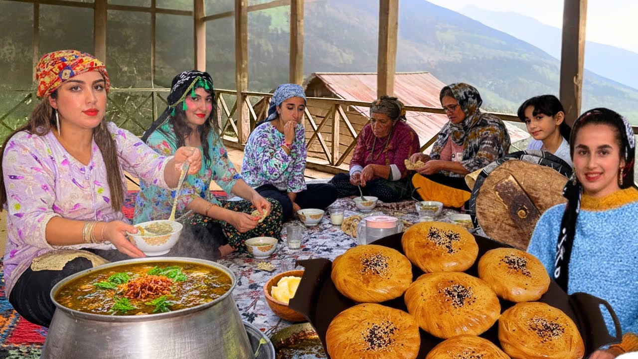 Rural Girls Cooking in Northern Iran| Traditional Meat Bread in Clay ...