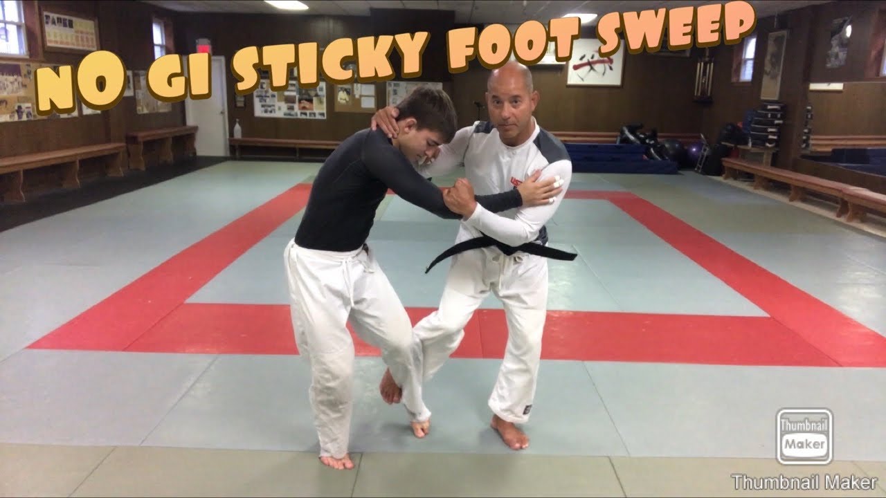 Use “Sticky foot sweep “ to constantly keep your opponent off balance ...