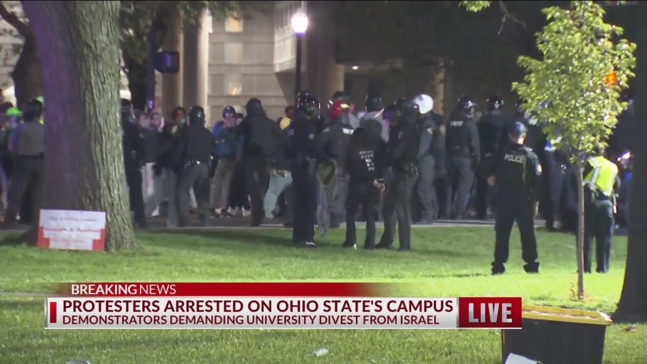 Dozens of protestors demanding OSU divest from Israel detained - YouTube