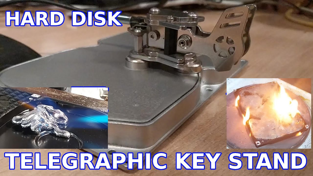 Filling a hard disk with molten lead to make a Morse key stand - YouTube