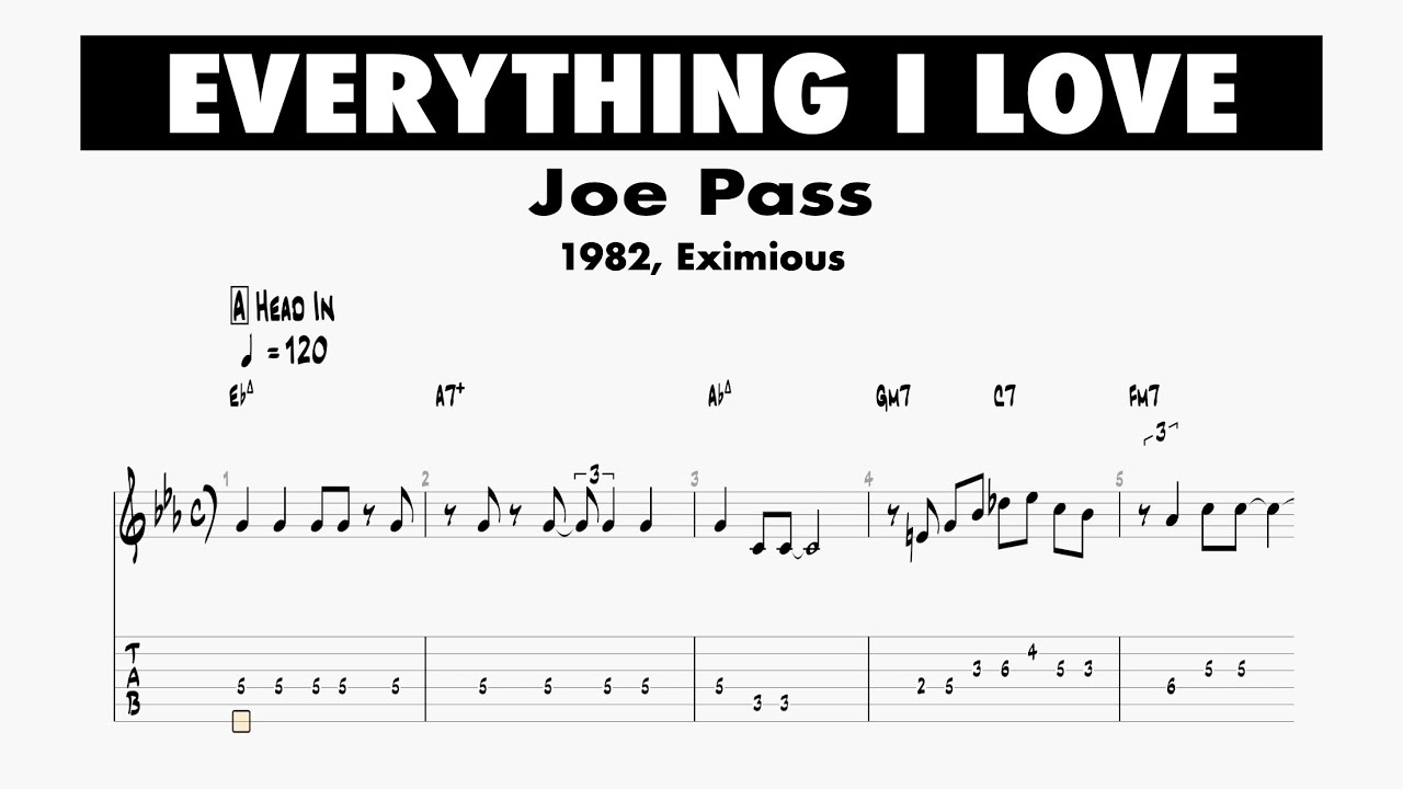 (Transcription) Everything I Love - Joe Pass 1982, Eximious - YouTube