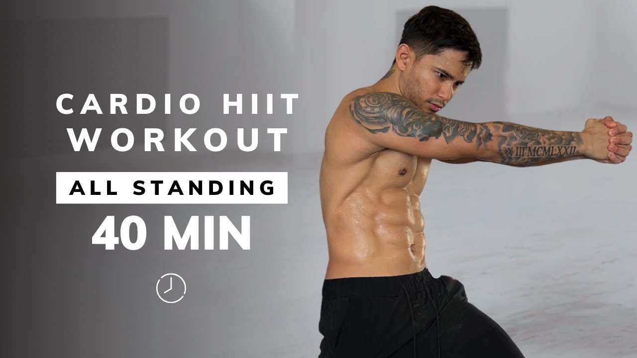 40 Min ALL STANDING CARDIO HIIT - Cardio Workout At Home (No Equipment ...