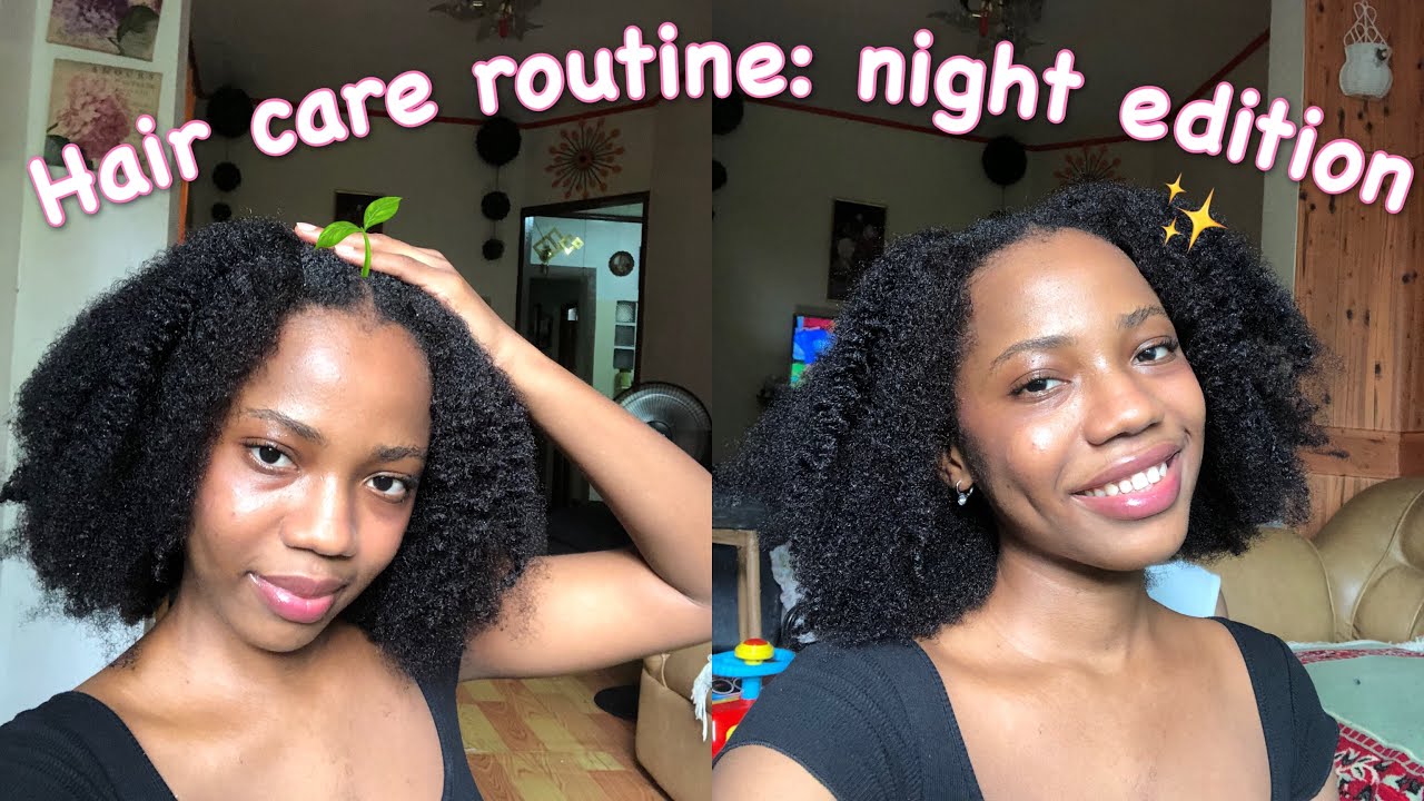 Night time hair routine + Healthy Natural Hair - YouTube