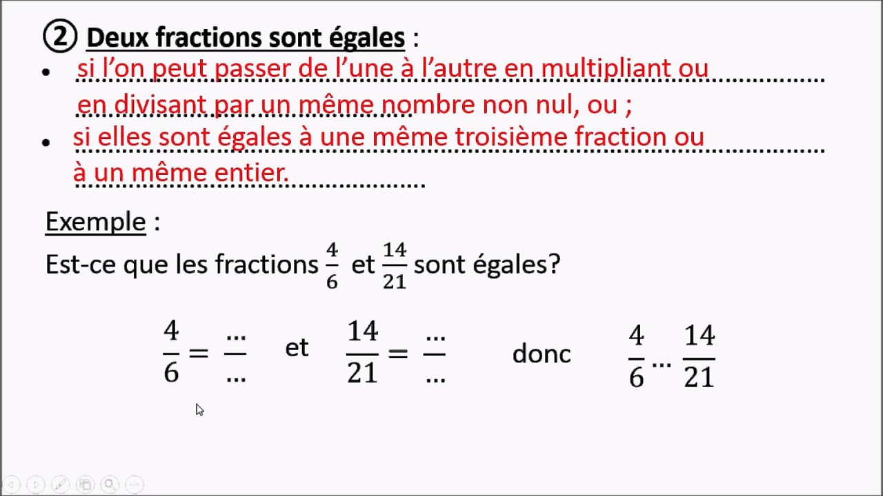 Niveau 6ème : N2 - B : Ecritures fractionnaires équivalentes - YouTube