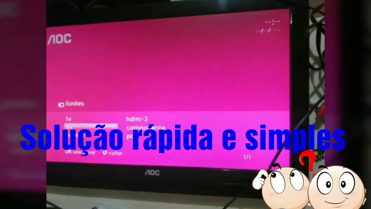 TV AOC T2355e LCD tela rosa DICA - YouTube