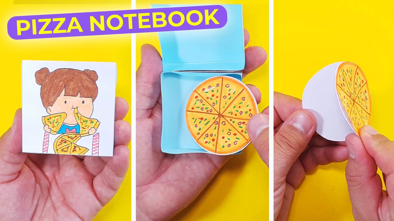Origami Pizza Notebook in a Pizza Box - Easy paper crafts for fun. DIY ...