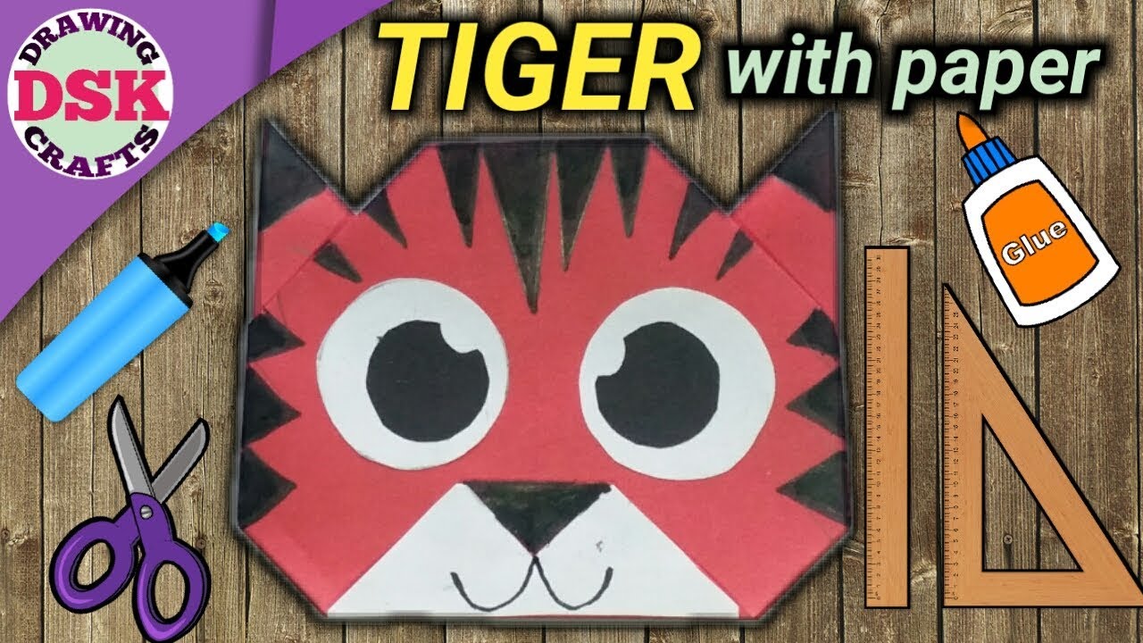 HOW TO MAKE EASY TIGER FACE WITH COLOR PAPER STEP BY STEP || DIY PAPER ...