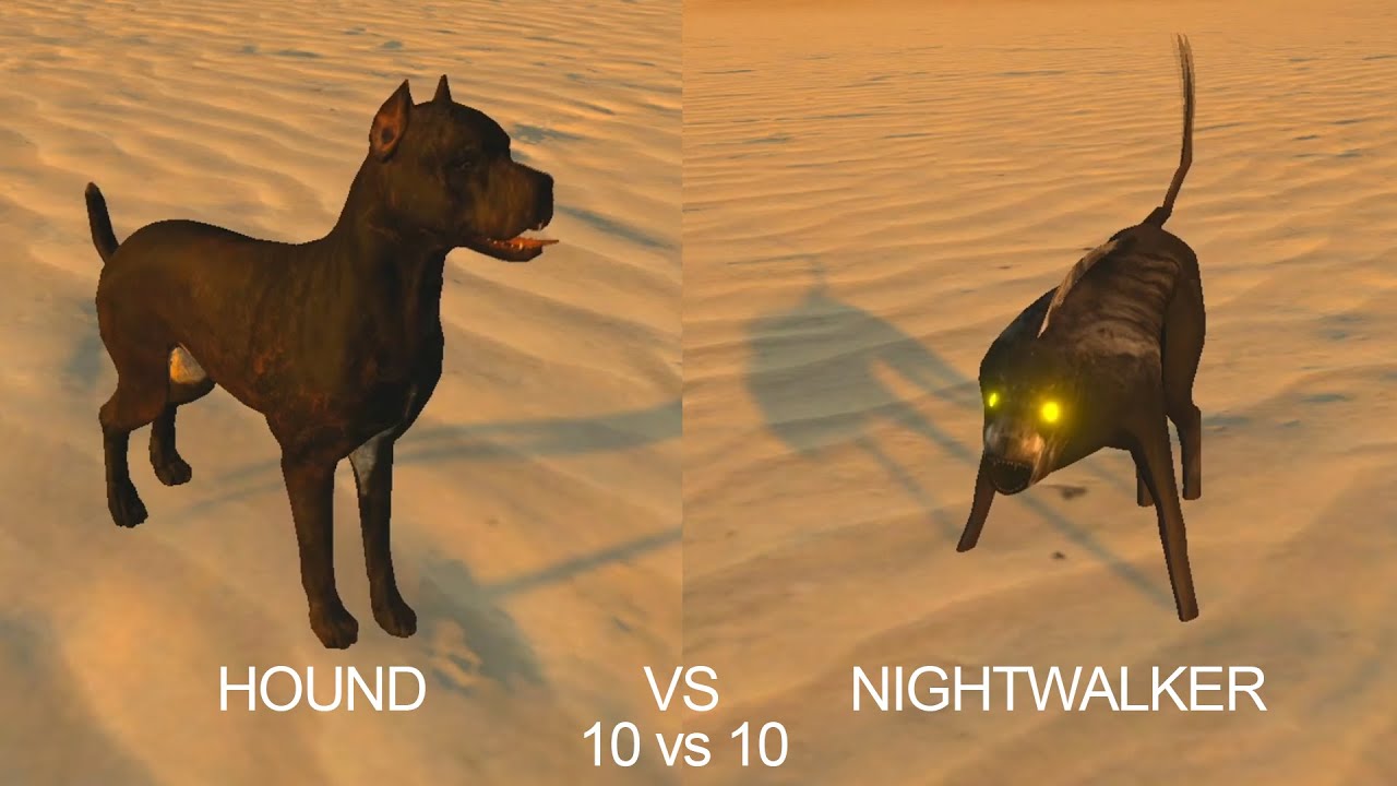 Apocalypter: Animal warfare 10 hound vs 10 nightwalker - YouTube