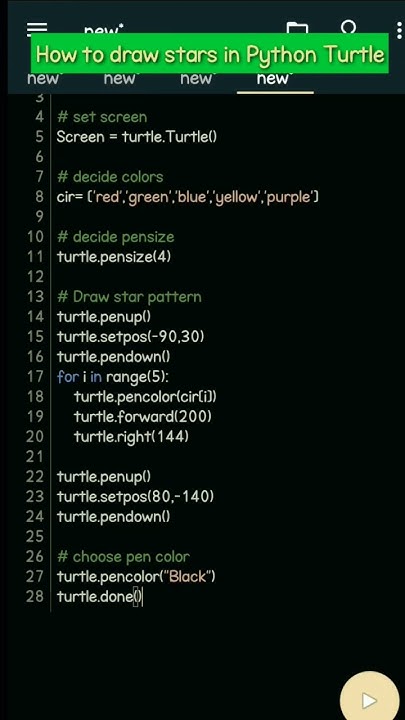 How to draw stars in Python Turtle|#python #coding #short #shorts #shortsvideo #shortvideo # ...