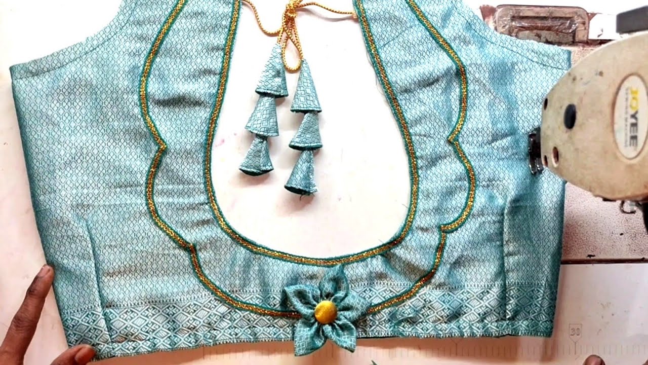 Flower lace work design blouse cutting and stitching / Back blouse ...