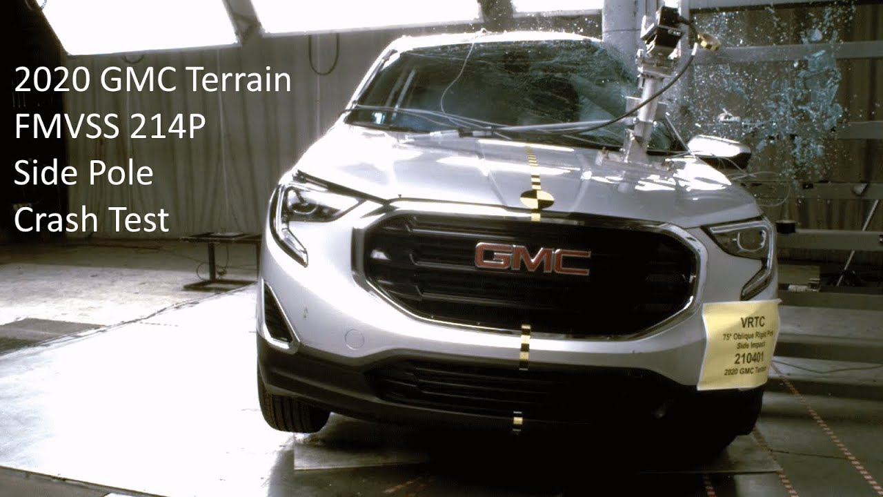2020 GMC Terrain FMVSS 214P Side Pole Crash Test (WorldSID Dummy ...