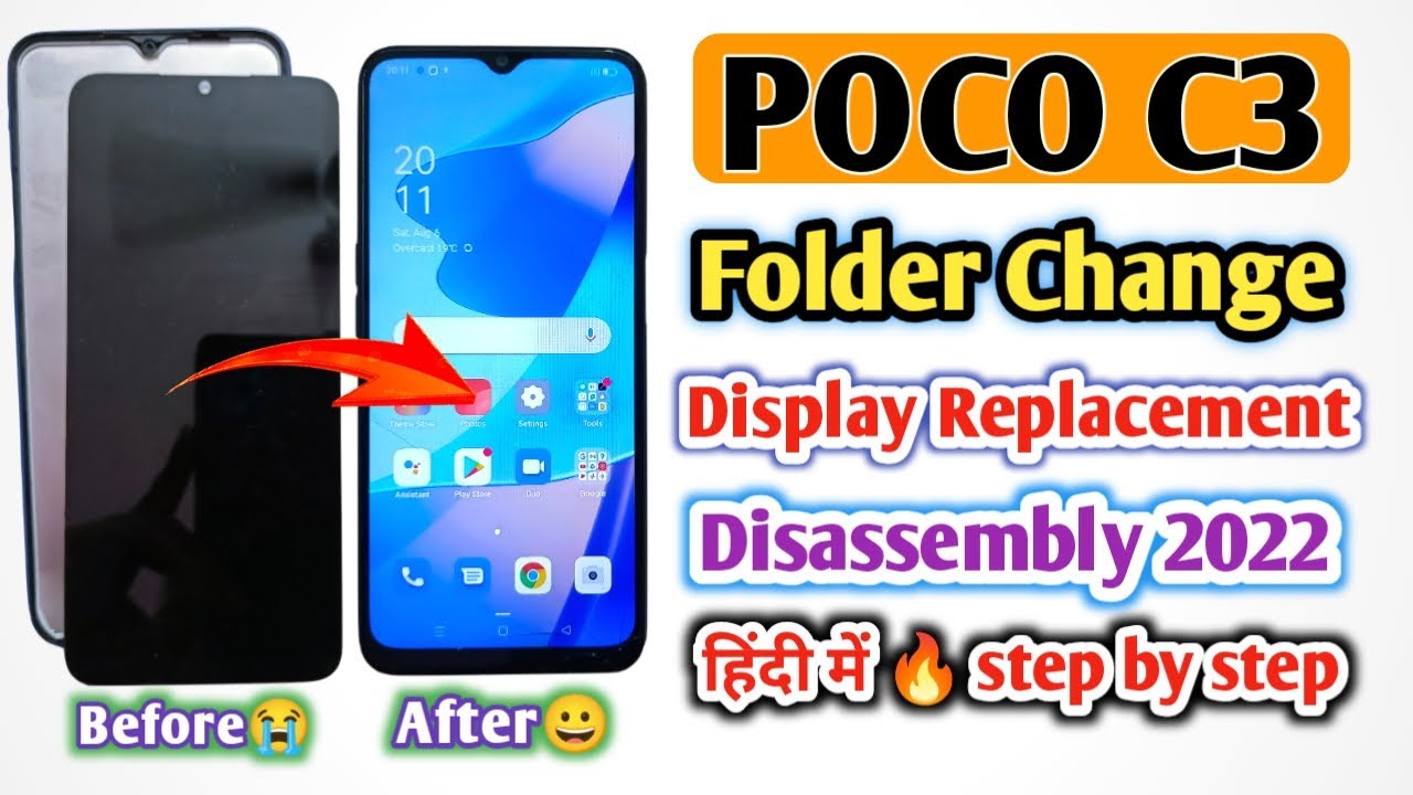Poco C3 Display + Screen Touch Replacement | Poco C3 Folder Change ...