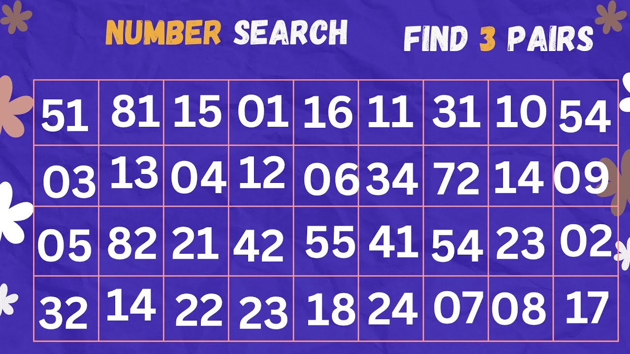 Number Search, Find 3 Pairs, "Unbelievable! " Brain Teasers Ahead! Test ...