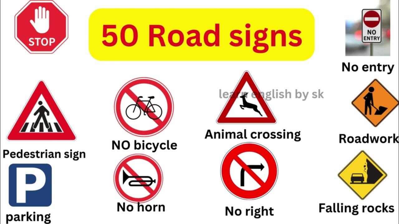 learn road traffic signs vocabulary with pictures and pronunciation in ...