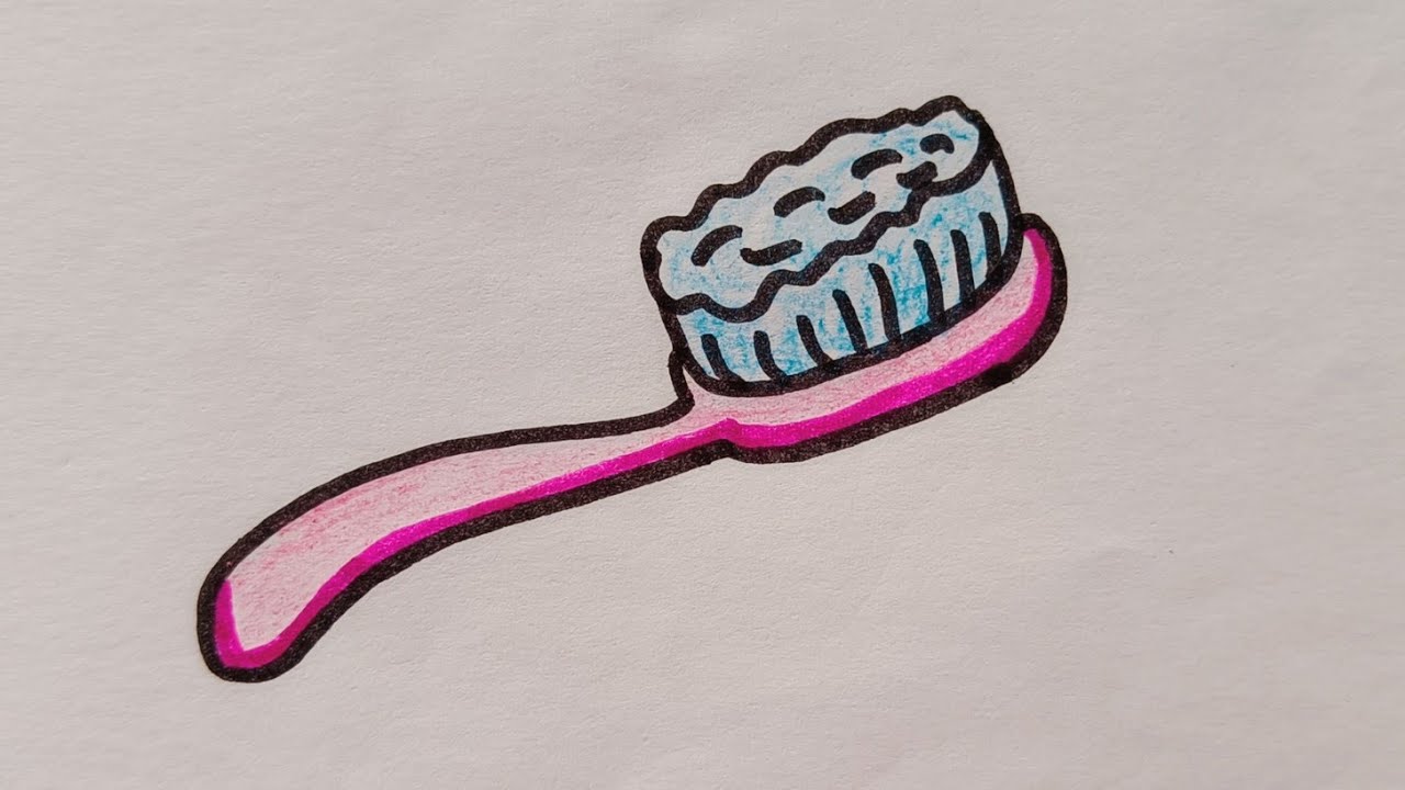 Toothbrush 🪥 drawing tutorial ।। Let's draw toothbrush।। Brush drawing ...