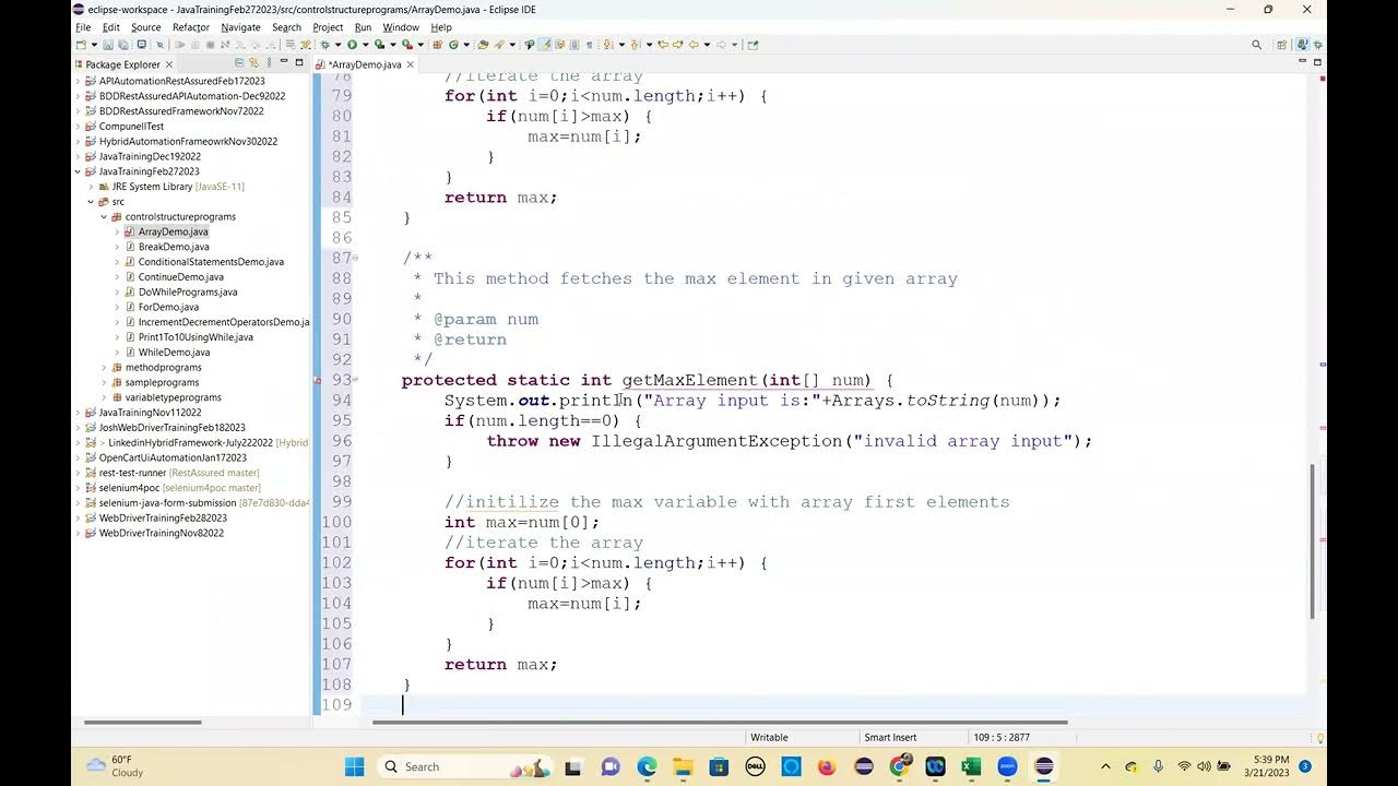 Corejava Array Programs March 21 2023 Youtube