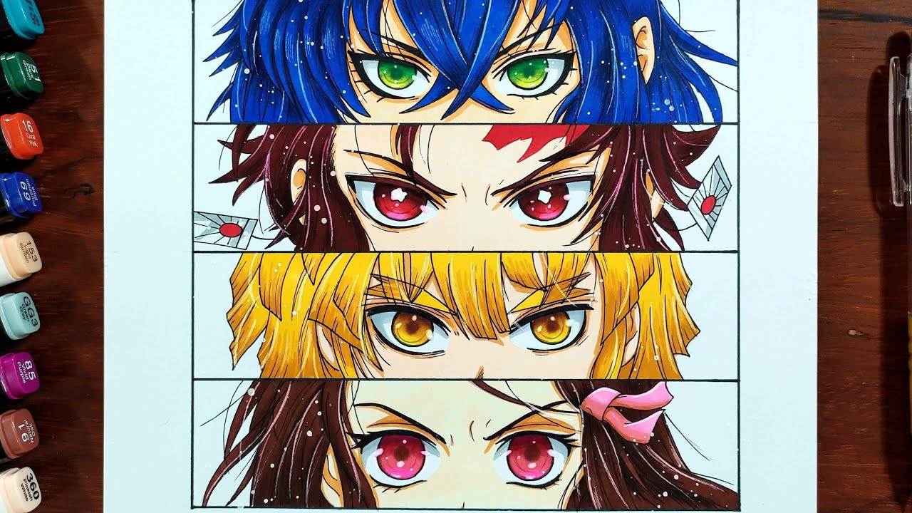 HOW TO DRAW EYE TANJIRO - ZENITSU - ZEZUKO - INOSUKE | KIMETSU NO YAIBA ...