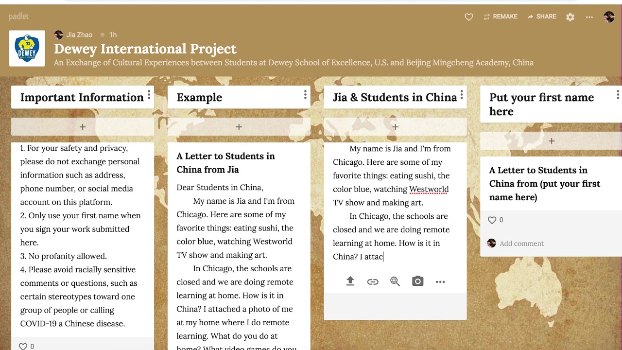 How to Use Padlet to Write a Letter to Students in China - YouTube
