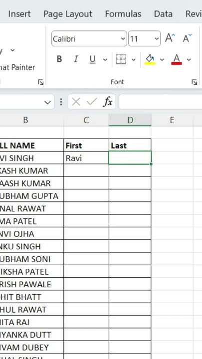 || Fill First and last name using Flash fill with shortcut formula|| #excel #excelshortcut # ...