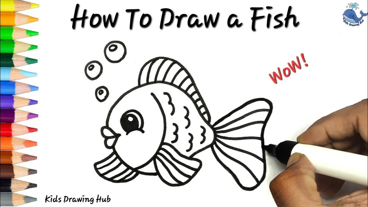Easy Fish Drawing Tutorial 🐟 | Fun and Simple Fish Drawing for Children ...