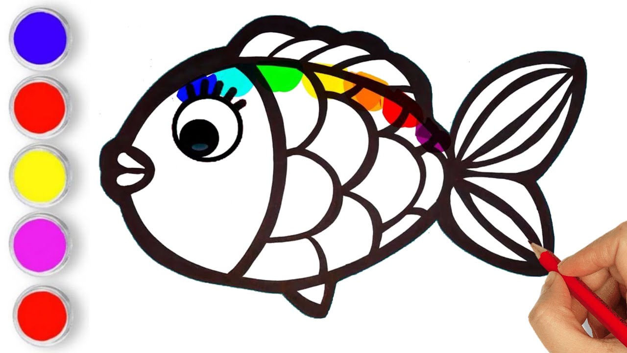Coloring pages |how to draw color fish drawing | Fish 🐠 drawing for ...