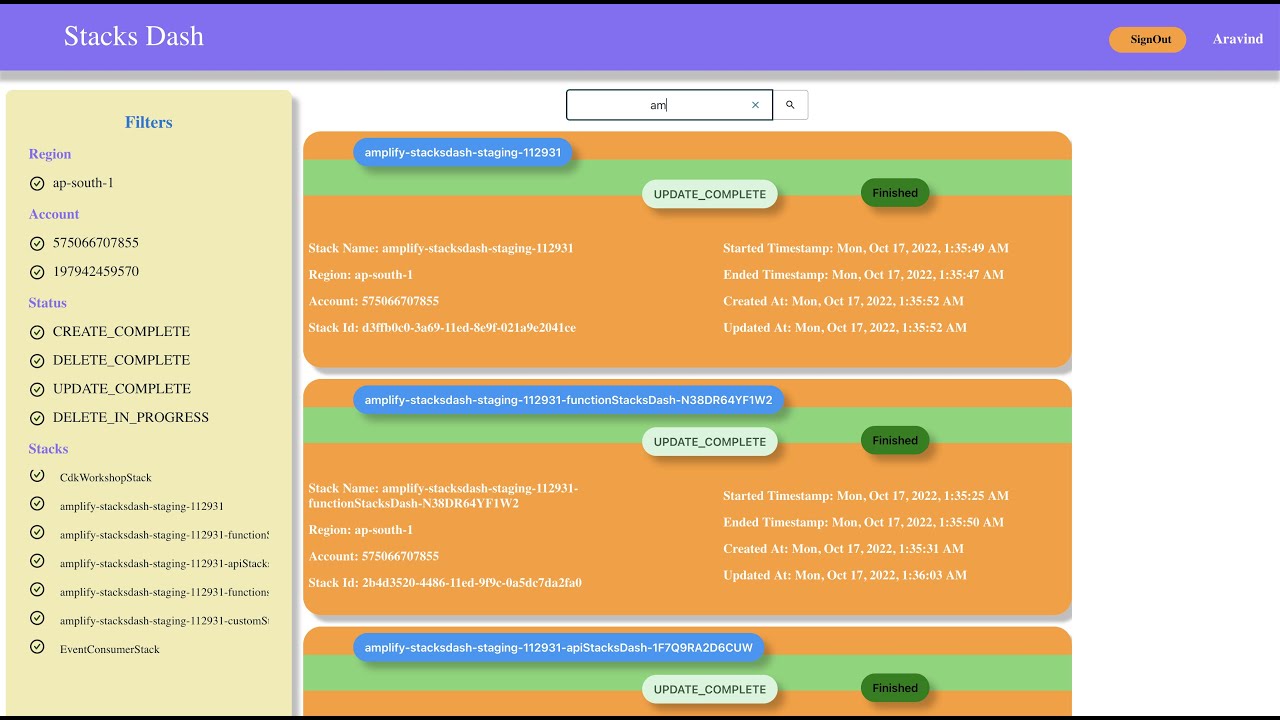 Stacks Dash - A simple dashboard for monitoring AWS Cloudformation ...