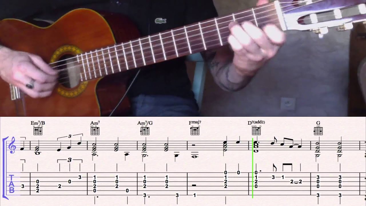 je reviendrai à Montréal guitare tab fingerstyle - YouTube