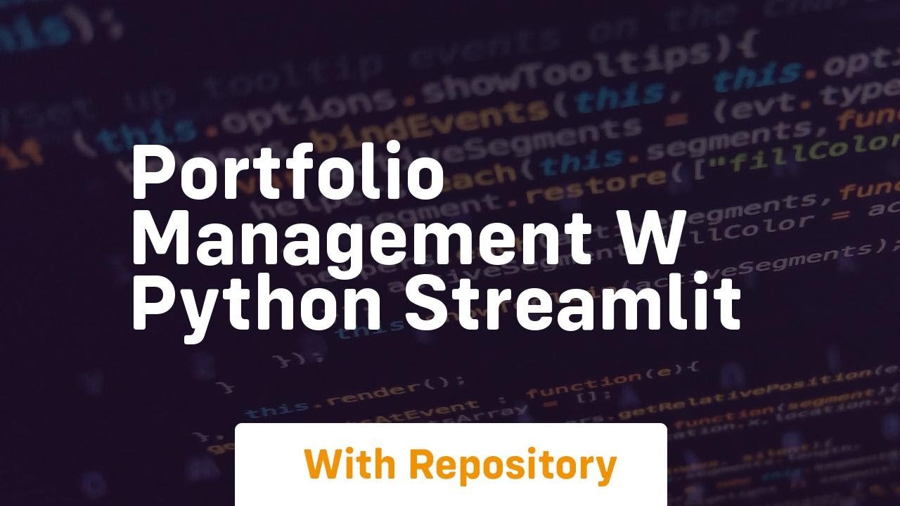Portfolio management w python streamlit - YouTube