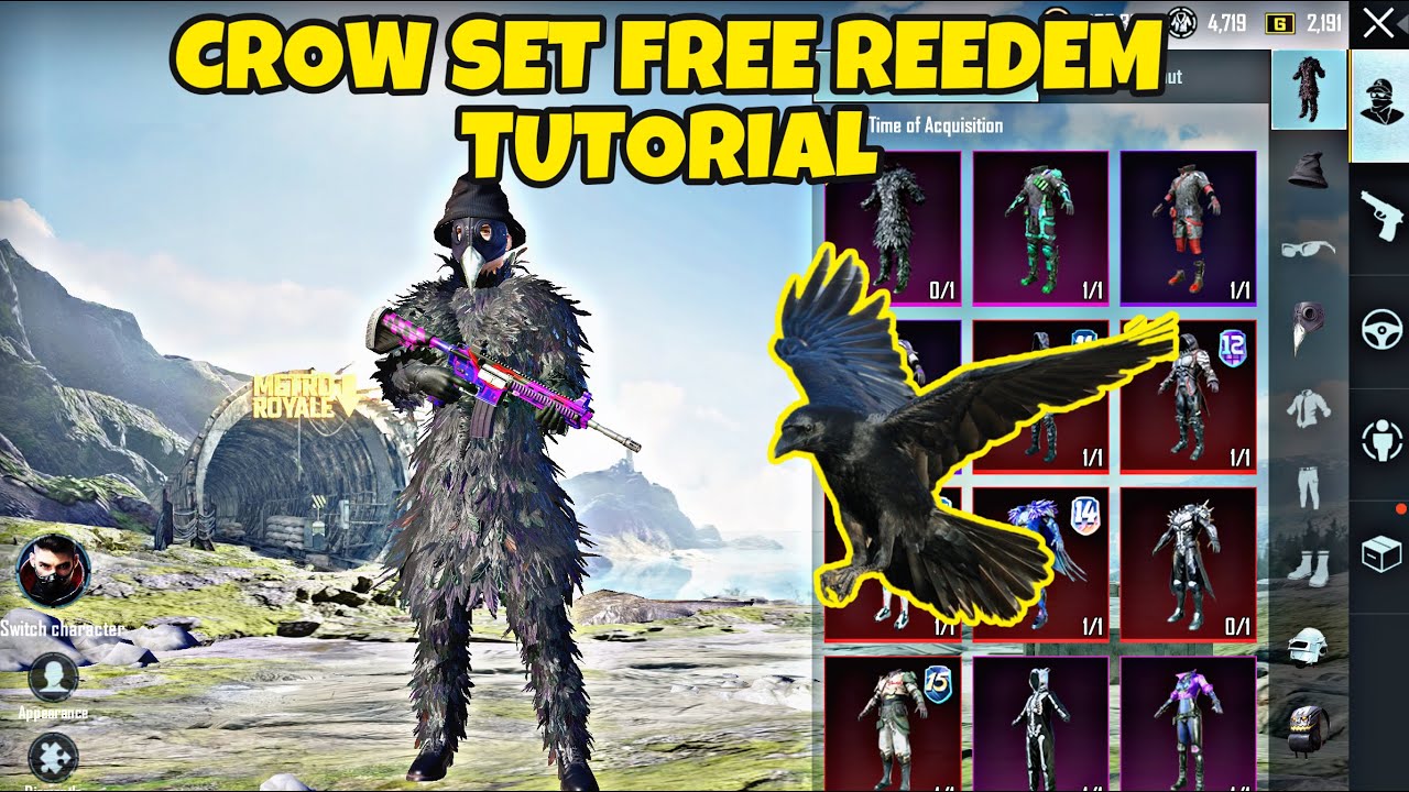 HOW TO GET CROW SET OUTFIT FOR FREE | PUBG MOBILE - YouTube
