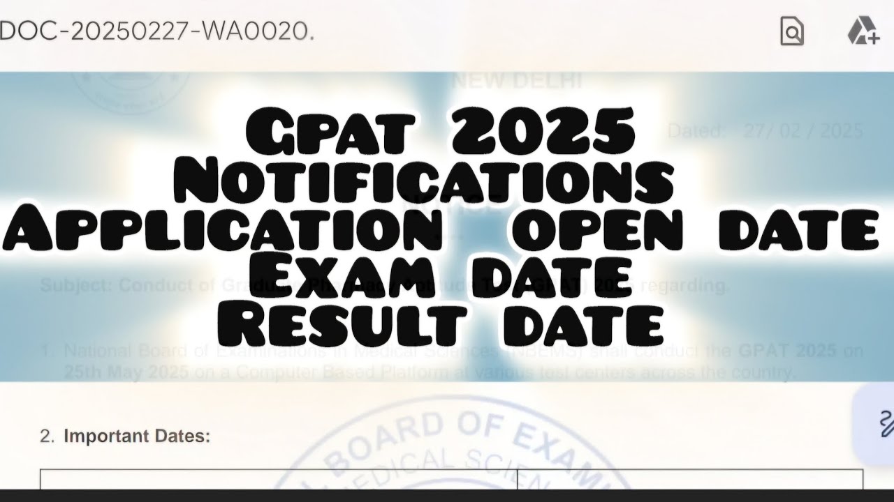 GPAT 2025 EXAM NOTIFICATIONS #gpat #gpat2025 #mrbsyllabus #mrb # ...