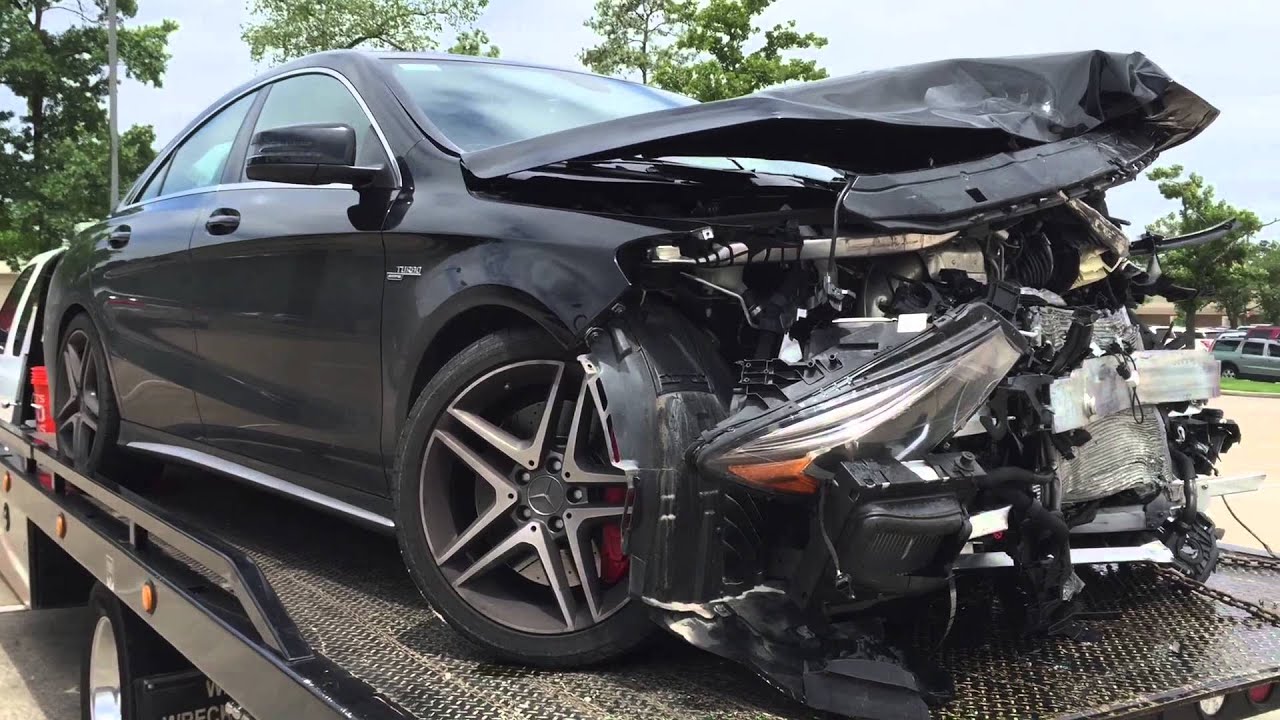 Mercedes CLA 45 AMG Wrecked in The Woodlands - YouTube