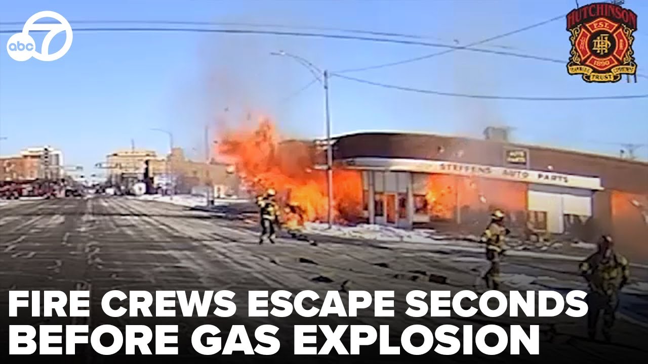 Kansas fire crews escape seconds before gas explosion - YouTube