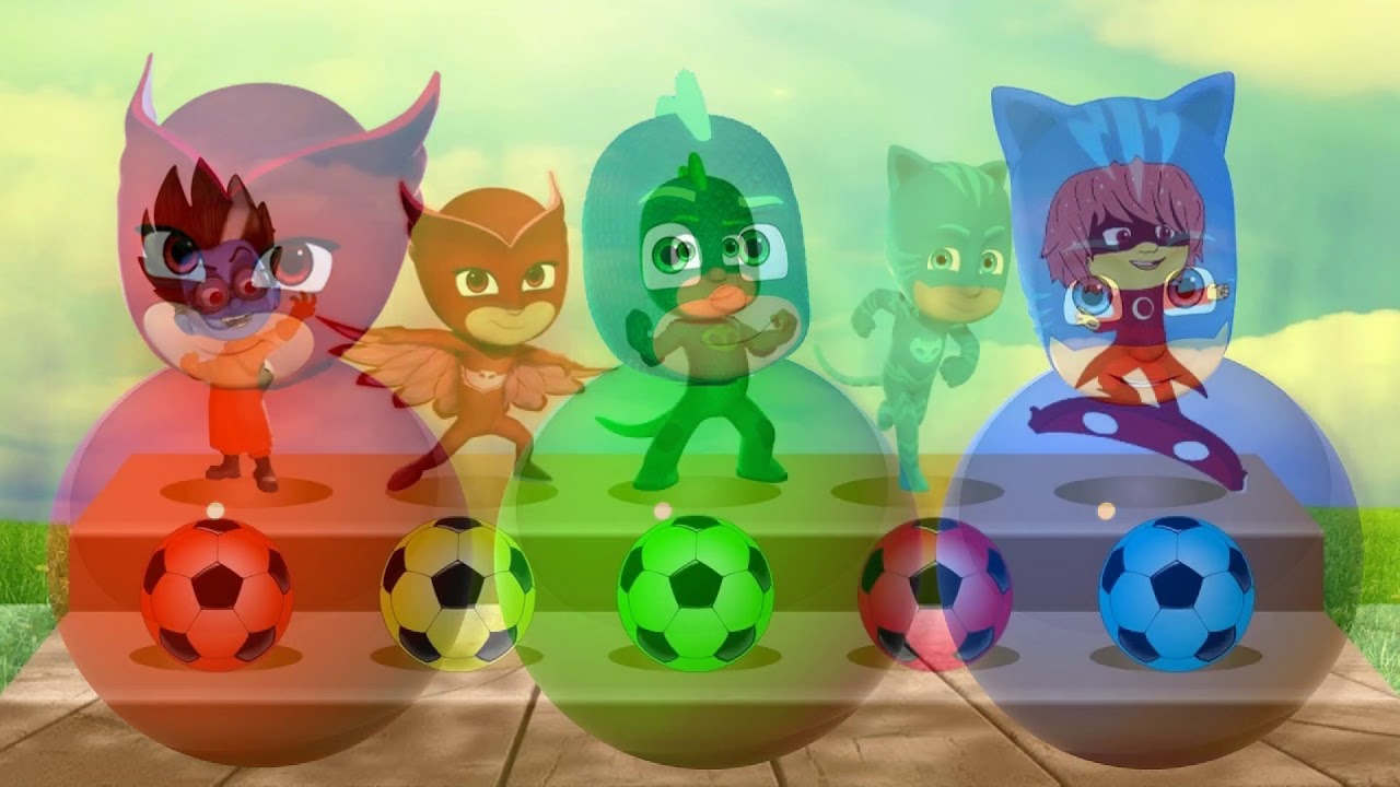 Pj Masks Balls, Learn Colors with wrong Heads of Pj Masks Toys - YouTube