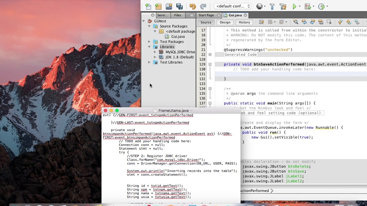 Insert Update And Delete Database On Netbeans Youtube