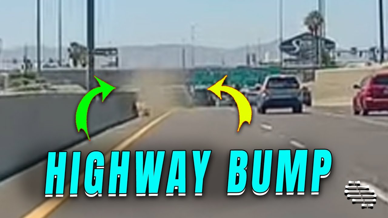 Inattentive Driver Bumps Car on Highway Median - YouTube