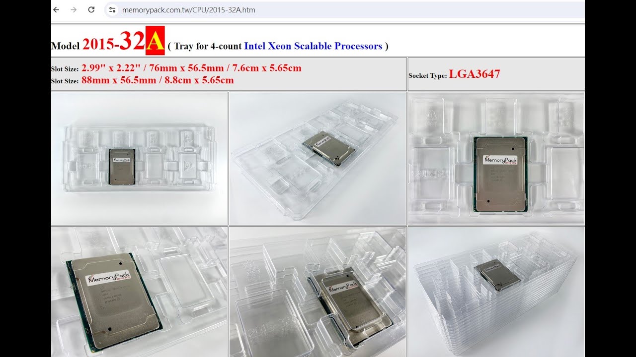 LGA3647 CPU tray 76x56.5 memorypack 2015-32A - YouTube