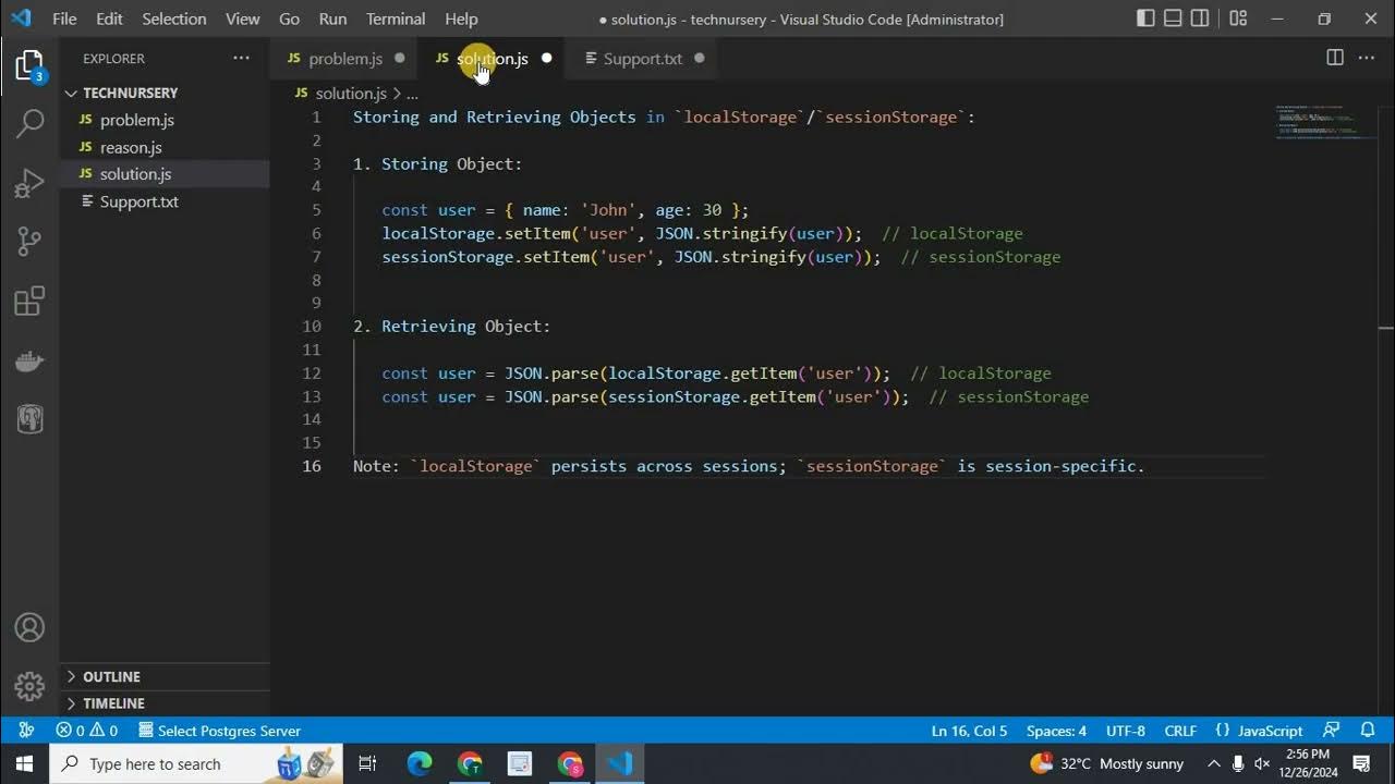 How to Store and Retrieve Objects in HTML5 localStorage and sessionStorage - YouTube