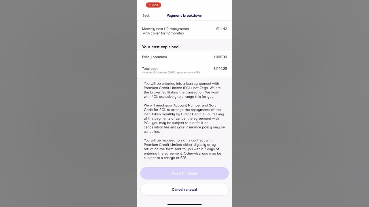 How to renew your annual insurance in the Zego Delivery app (for policies paid in instalments ...