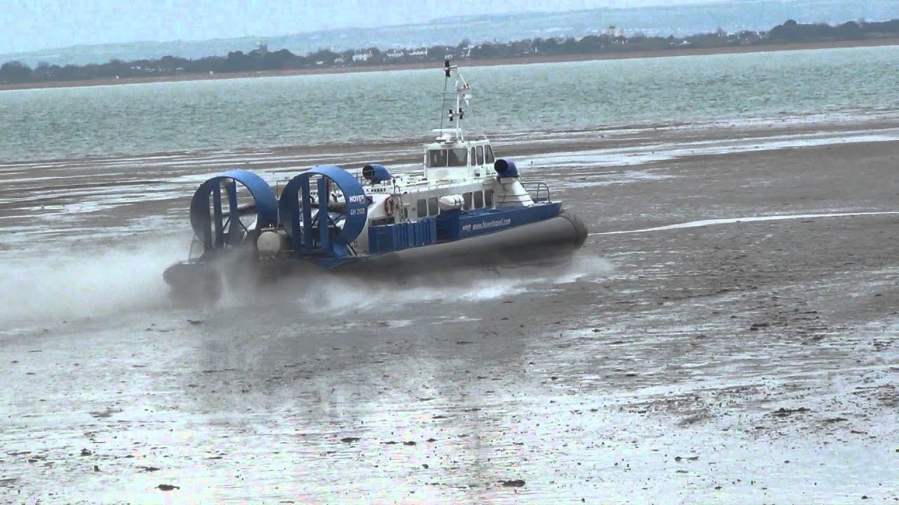 (HD) Hovertravel Hovercraft Leaves Ryde Hoverport For Portsmouth - YouTube