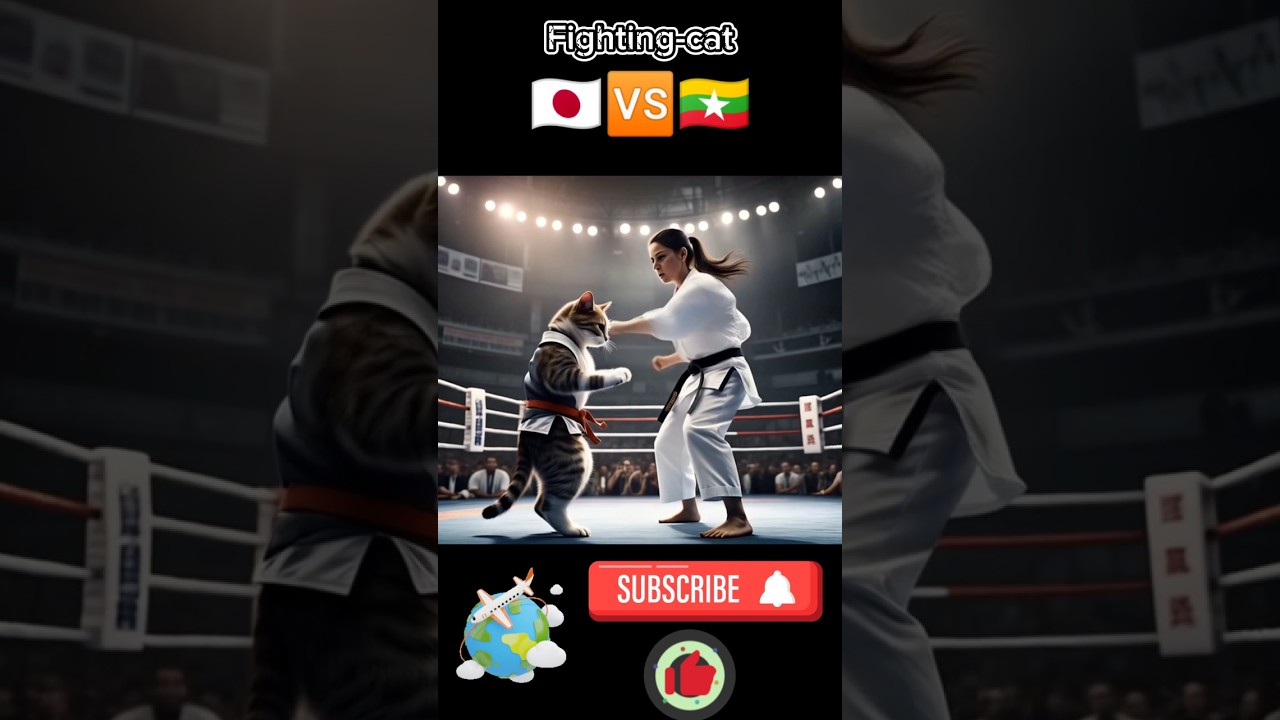 INSANE SHOWDOWN! Karate Girl vs Ninja Cat in a Boxing Ring! 🥋🐱🔥# ...